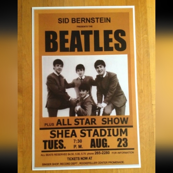 Art | Beatles Concert Poster All Star Show With Sid Bernstein Shea ...